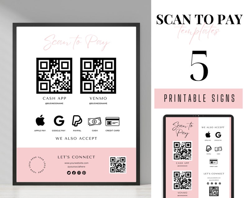 Editable Scan to Pay Sign Editable Canva Template QR Code - Etsy