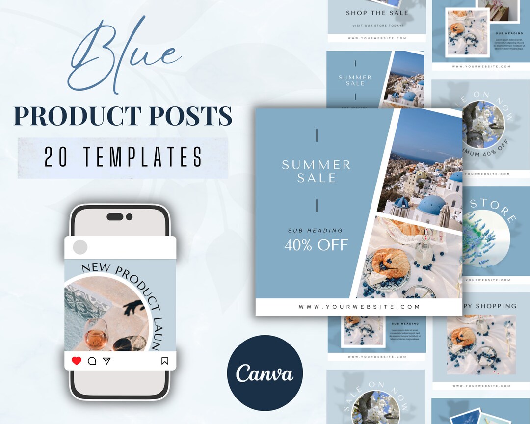 20 Blue Instagram Product Posts | Social Media Posts | Blue Product ...