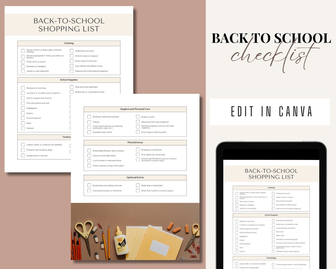 Back to School Checklist | School Supplies List | Checklist for Parents ...