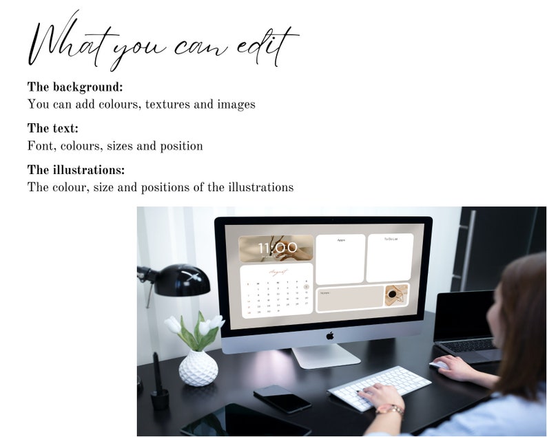 Luxury Desktop Wallpaper Organiser | Luxury Neutral Desktop Organiser ...