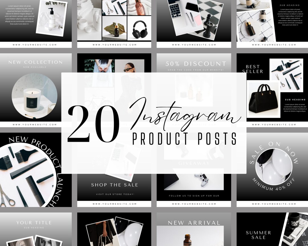 20 Black & White Instagram Product Posts: Canva Template - Etsy
