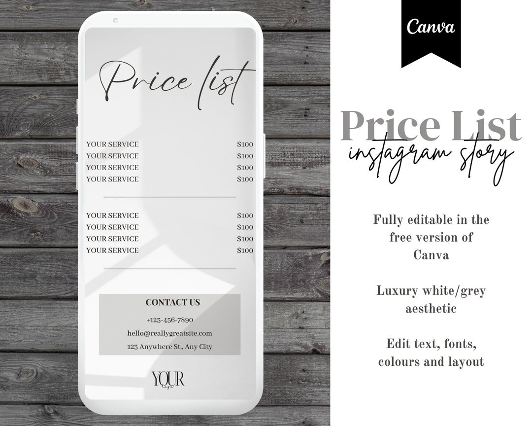 Instagram Story Price List | Minimalist Price List | Electronic Price ...