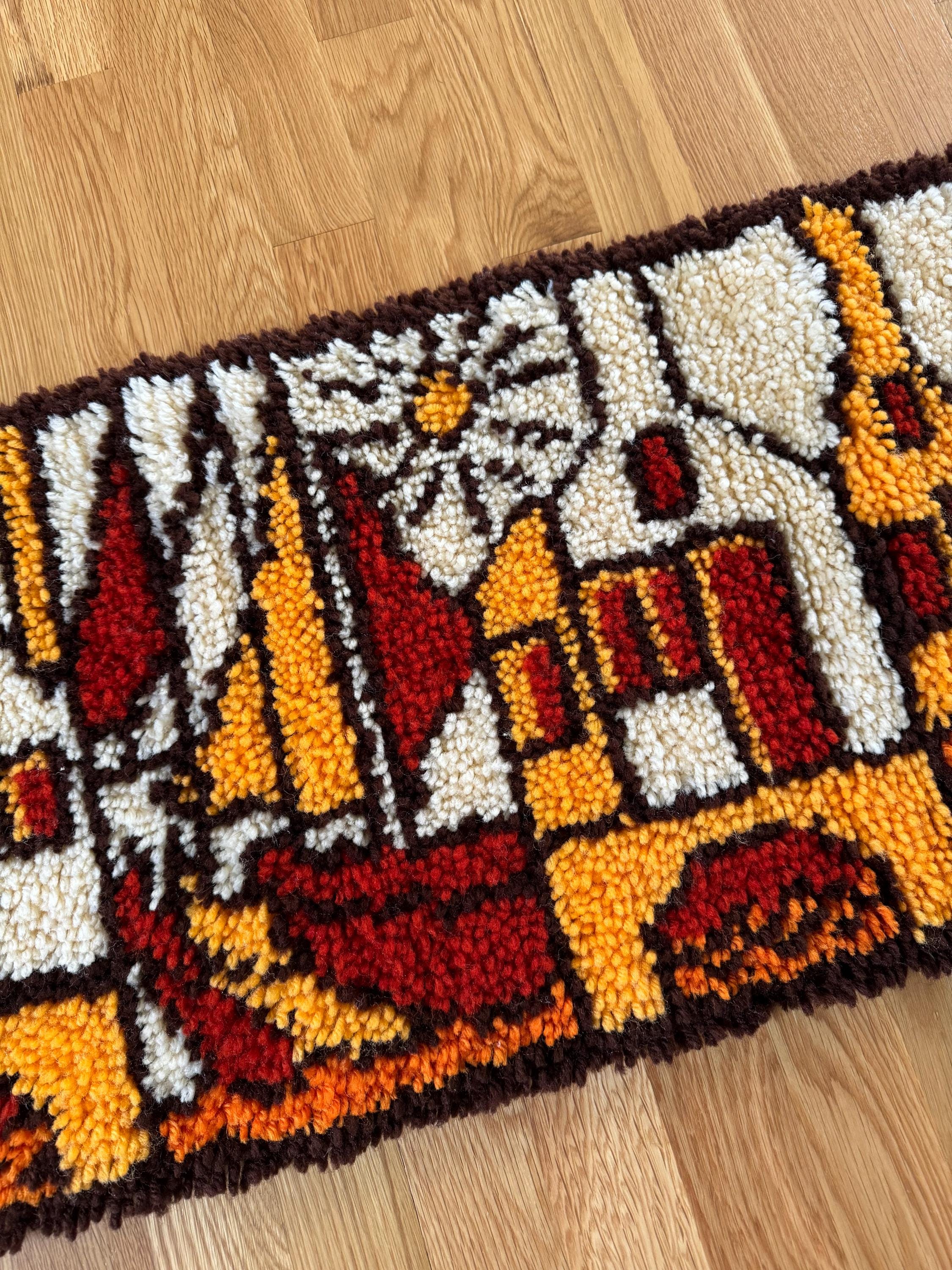 Vintage Mid Century Modern Handmade Village Scene Latch/rug Hook ...