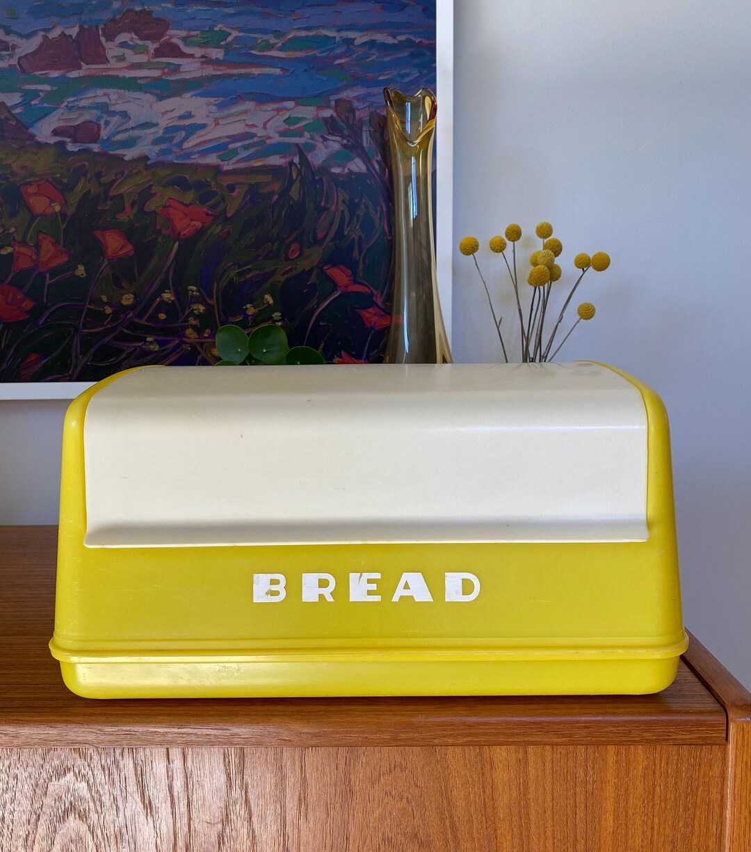Vintage Lustro Ware B-20 Yellow Plastic Bread Box MCM Mid - Etsy