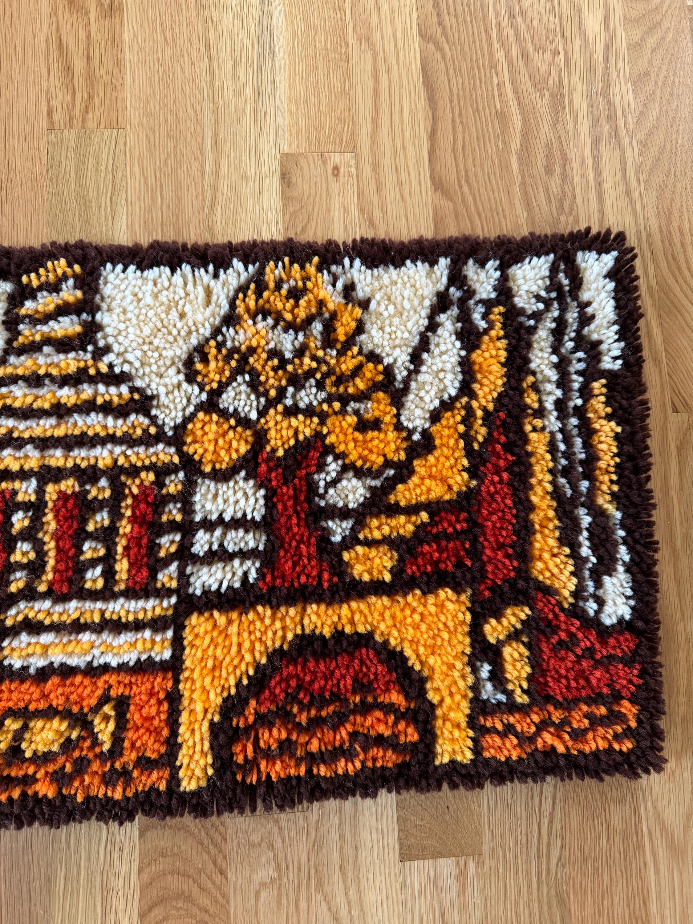 Vintage Mid Century Modern Handmade Village Scene Latch/rug Hook ...
