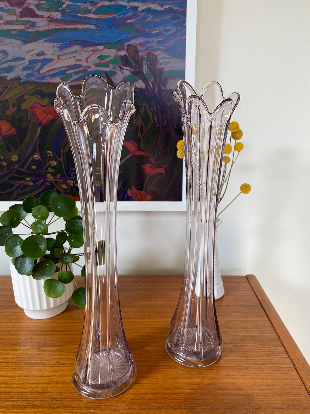 Vintage Lavender/lilac/light Purple Depression Glass 6 Fingered Ribbed ...