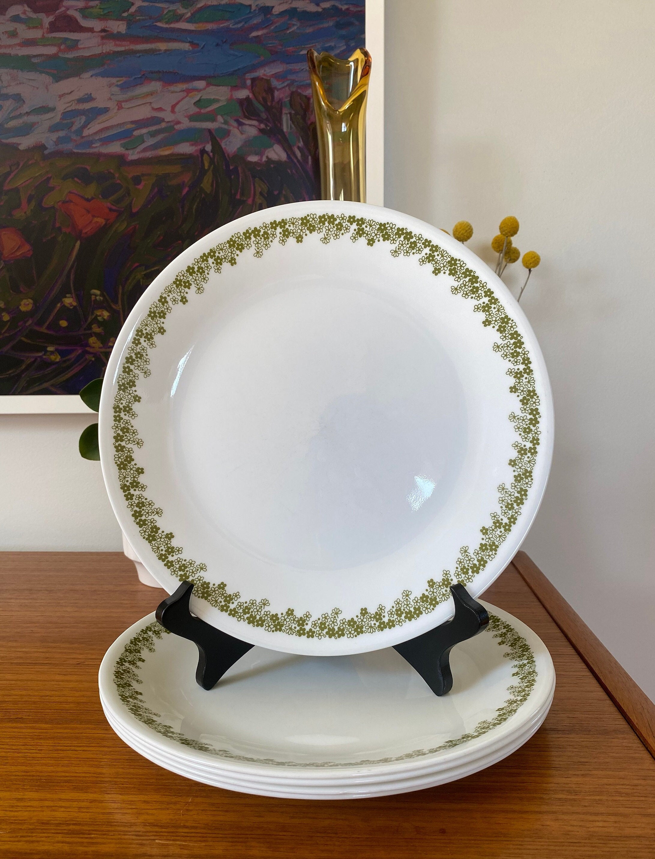 Vintage Corelle Corningware Spring Blossom Green 10 1/4" Dinner Plate ...