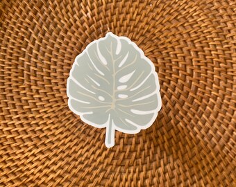 Tropical Green Monstera Leaf Vinyl Sticker - Etsy