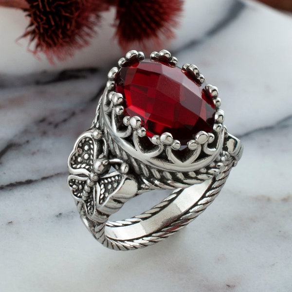 Ruby Filigree Ring - Etsy