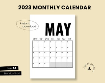 2023 Calendar Printable, Digital Monthly Planner, Minimalist Calendar ...