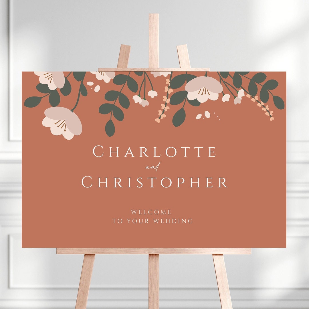 Terracotta Wedding Welcome Sign | Editable Template of Wedding Signage ...