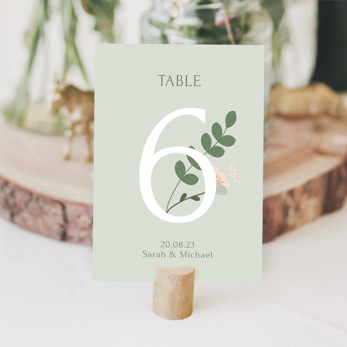 Sage Green Wedding Table Numbers Template Editable Wedding Stationary ...