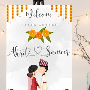 Nepali Minimal Modern Wedding Sign - Etsy