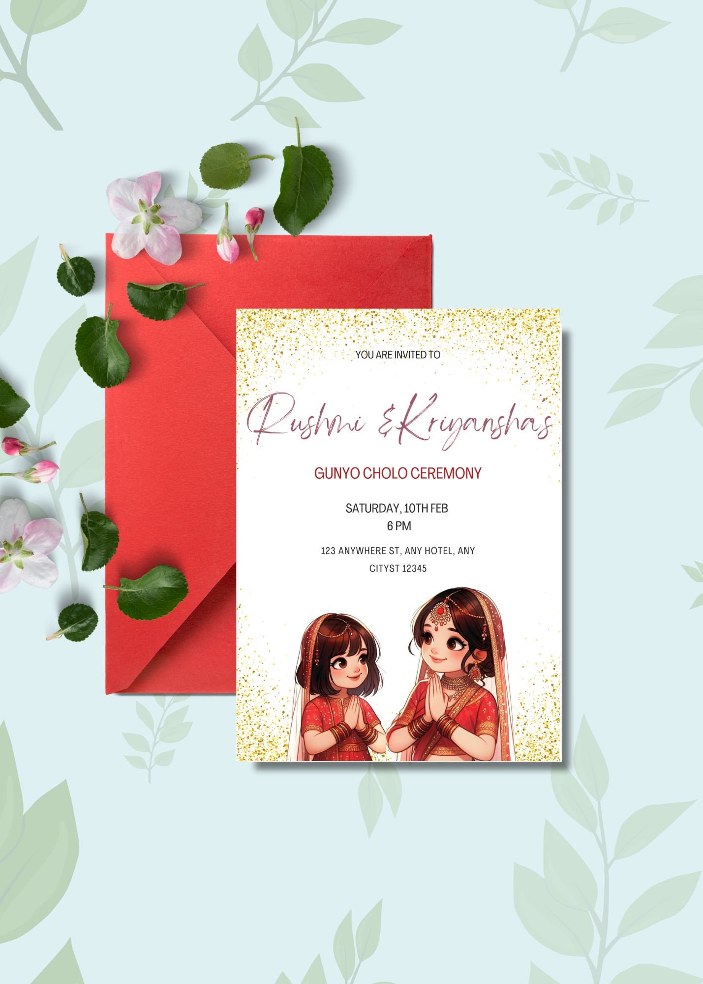 Gunyo Cholo | Gufa Bel Bibaha Invitation| Digital Invitation Card - Etsy