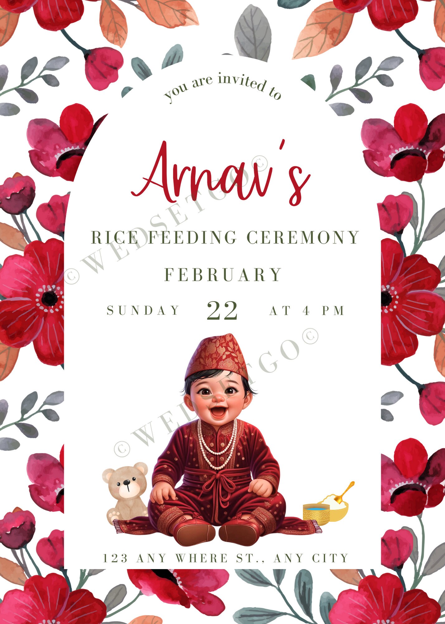 Paasni Invitation Card | Nepali Kids Events | Digital Printable - Etsy