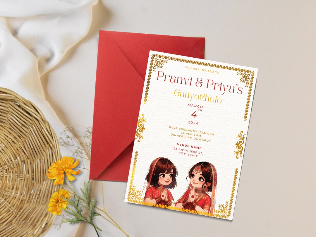 Nepali Gunyo Choli| Bel Bibah| Invitation Card | Customize and Download ...