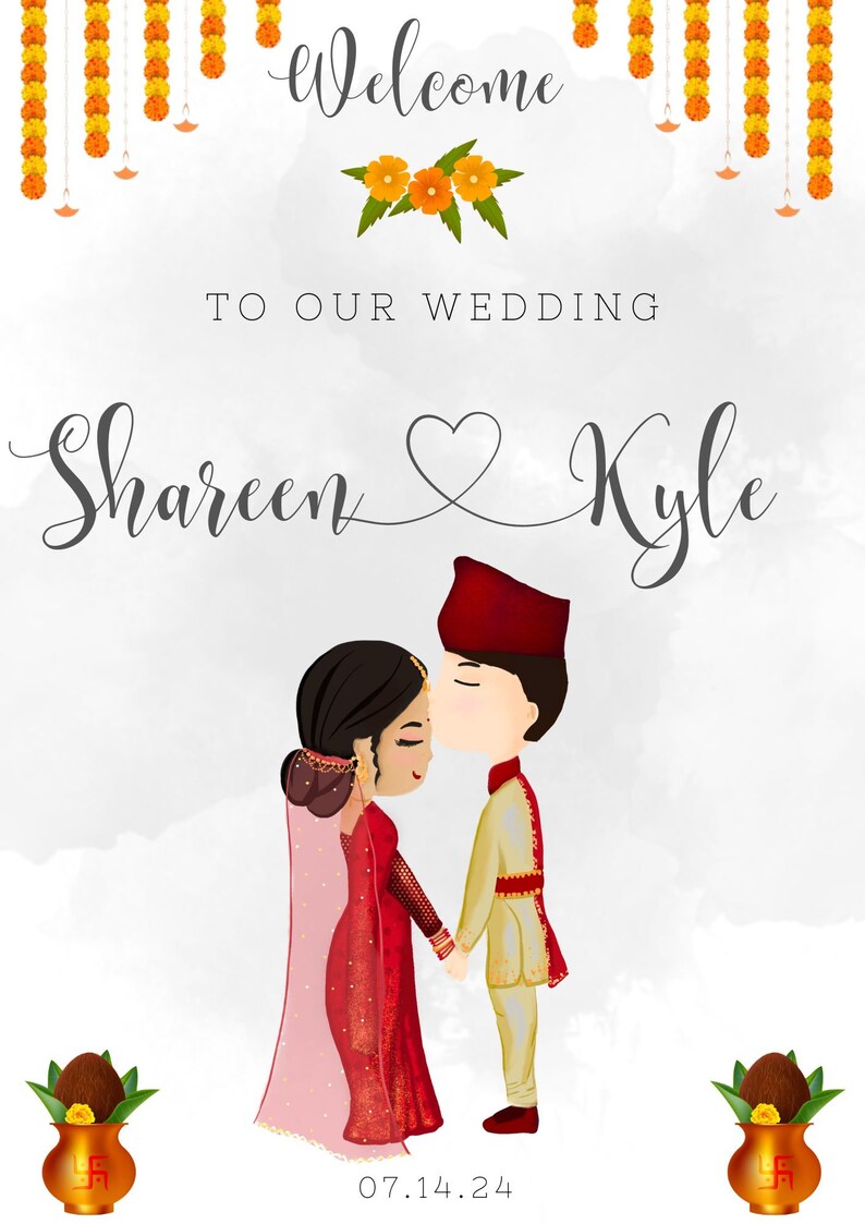 Nepali Minimal Modern Wedding Sign - Etsy