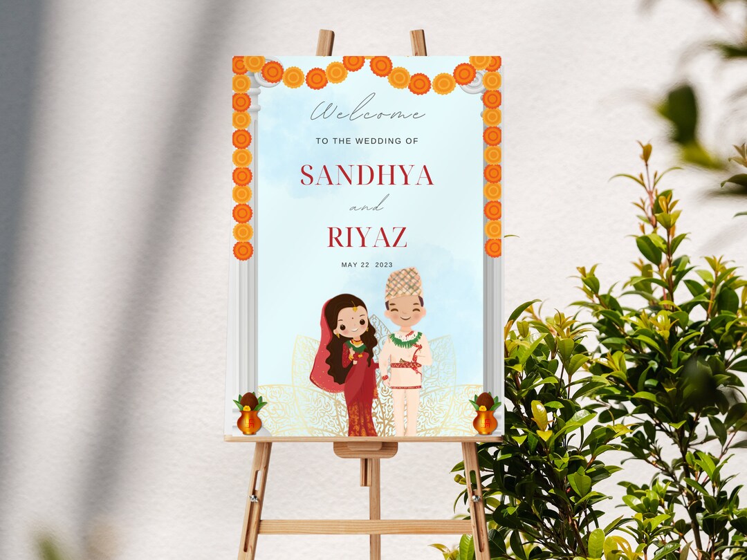 Nepali Minimal Modern Wedding Sign - Etsy