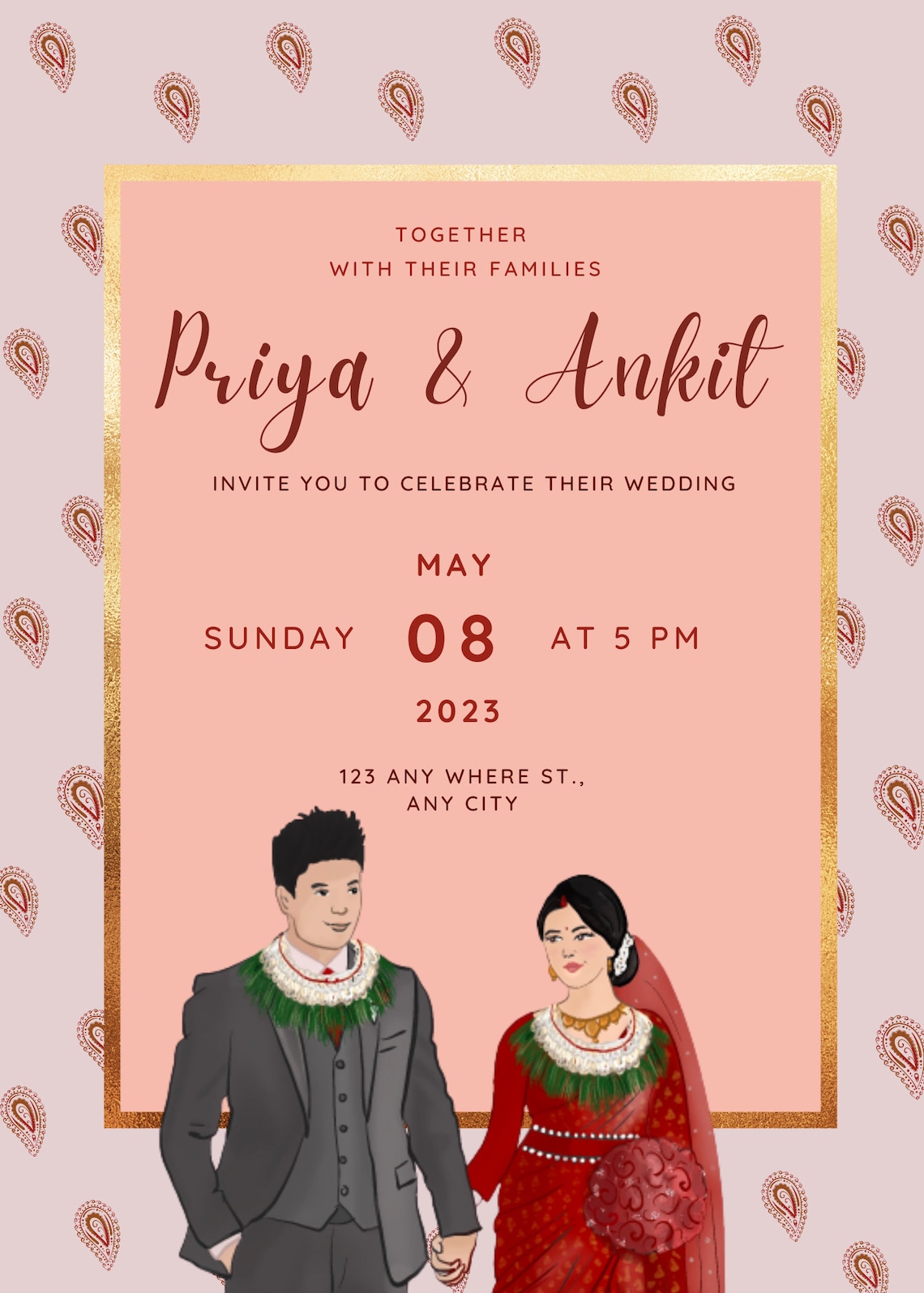 Rai Wedding Invite Nepali Wedding Invitation Card Digital Download - Etsy