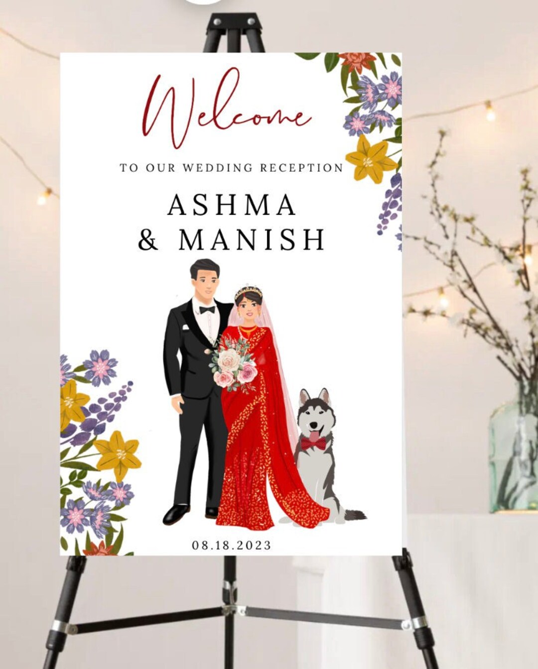 Nepali Reception Sign Wedding Sign Digital Sign With Dog/pet - Etsy