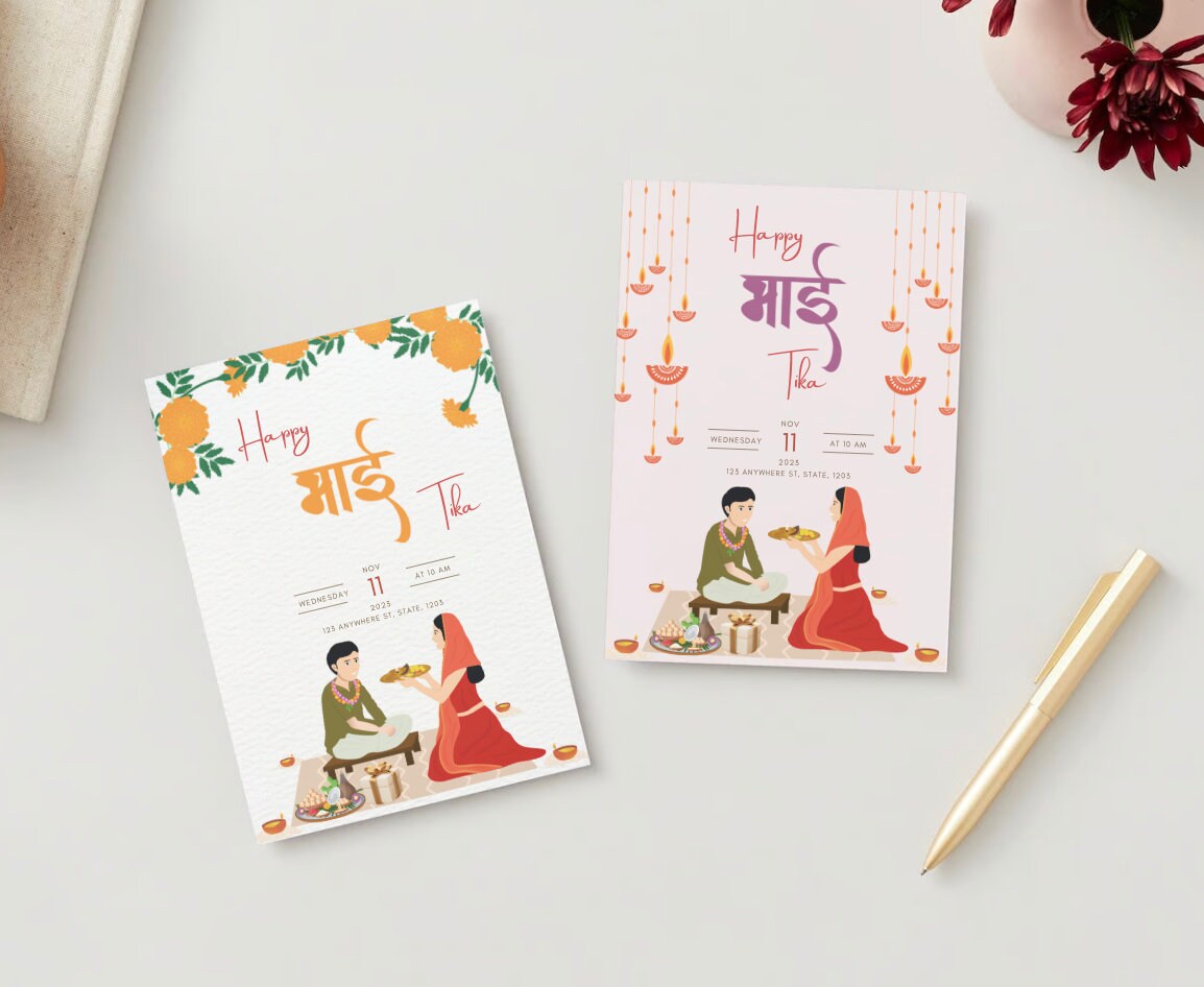 Bhai Tika| Nepali Digital Invitation Card | Customize and Print - Etsy