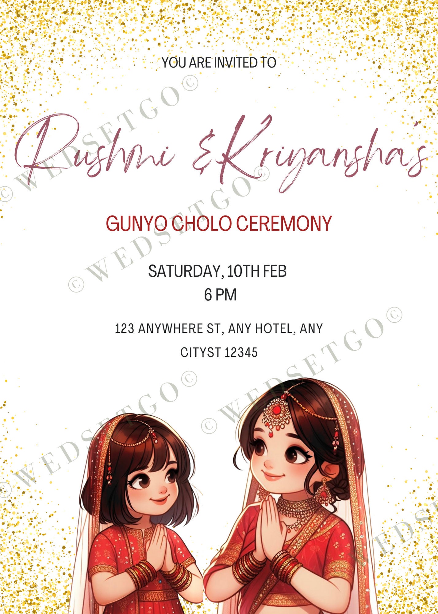 Gunyo Cholo | Gufa Bel Bibaha Invitation| Digital Invitation Card - Etsy