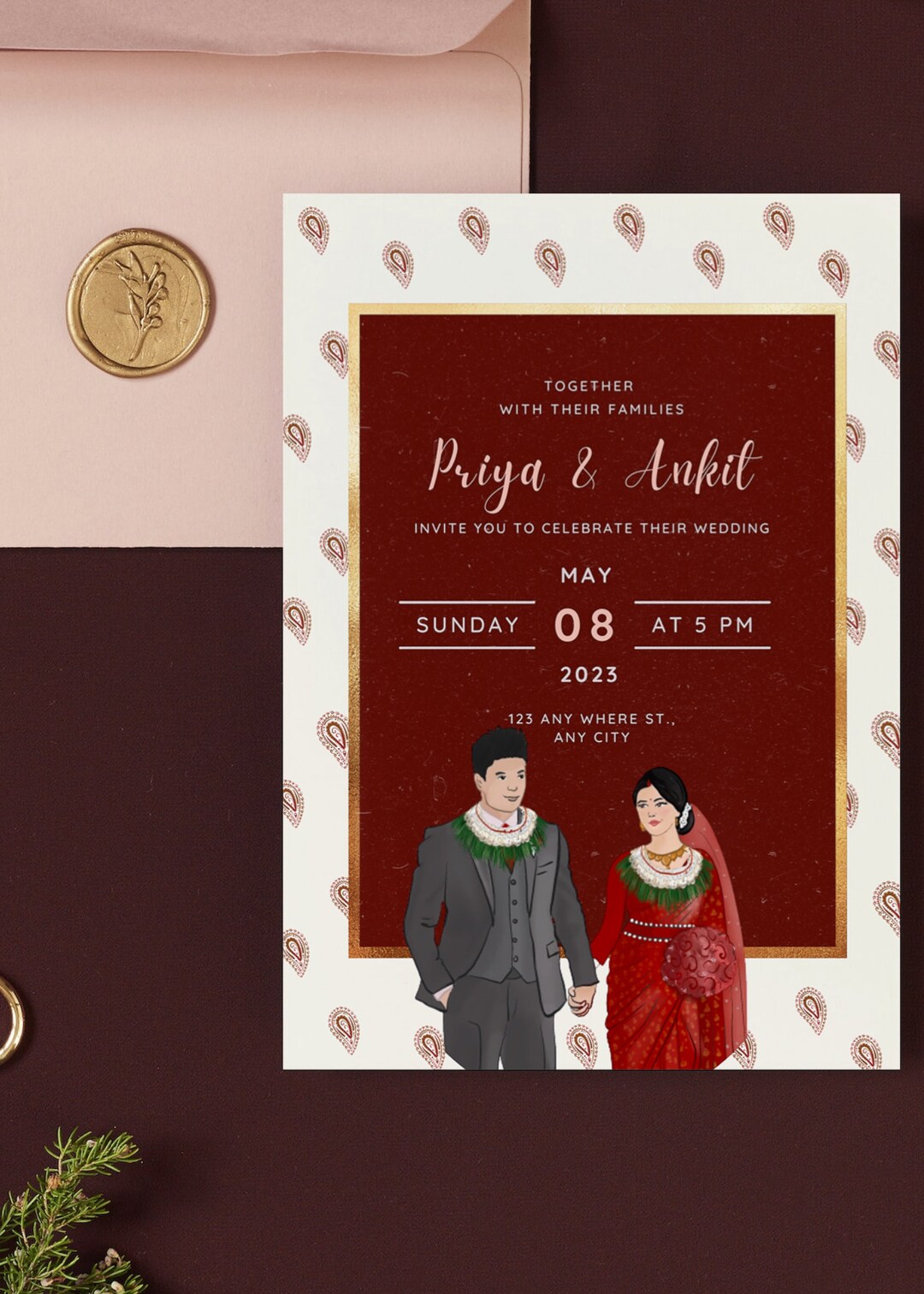 Nepali Wedding Invitation Card Etsy Nepali Wedding Invitation Card Etsy
