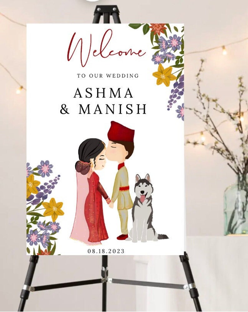Nepali Reception Sign | Wedding Sign | Digital Sign With Dog/pet - Etsy