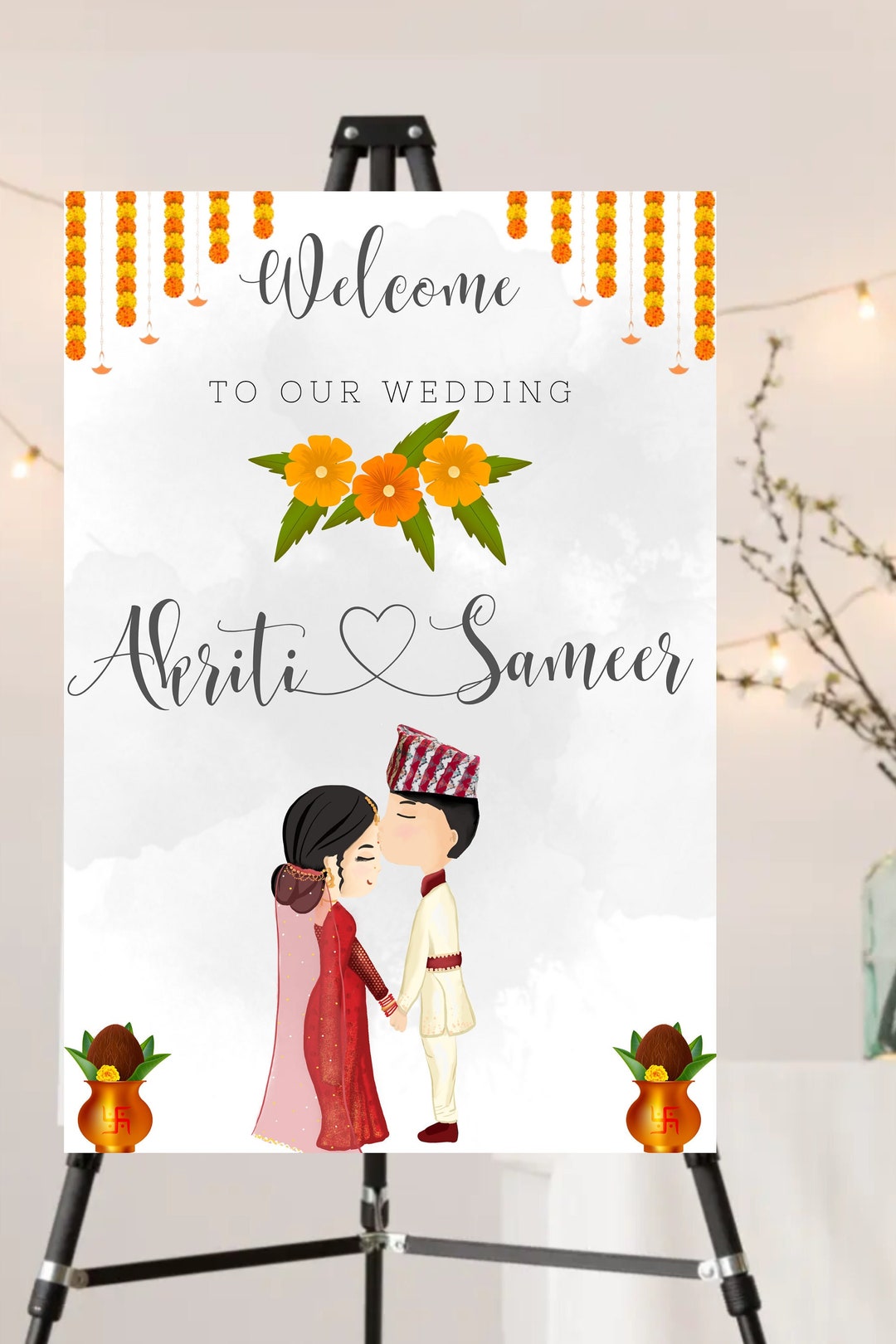 Nepali Minimal Modern Wedding Sign - Etsy