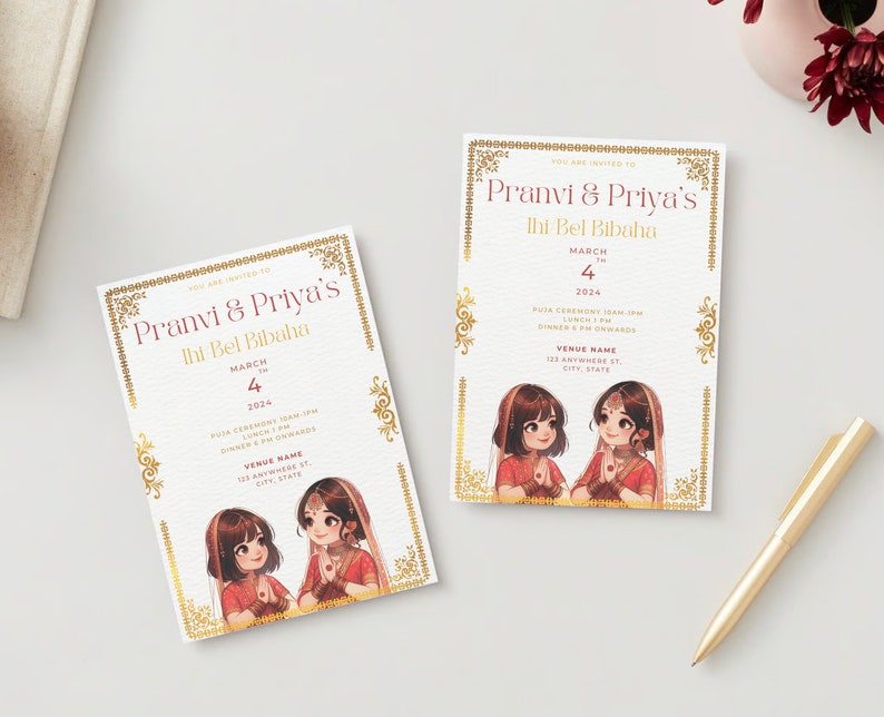 Nepali Gunyo Choli| Bel Bibah| Invitation Card | Customize and Download ...