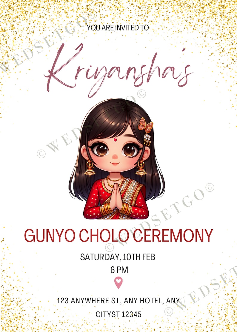 Gunyo Cholo | Gufa Bel Bibaha Invitation| Digital Invitation Card - Etsy