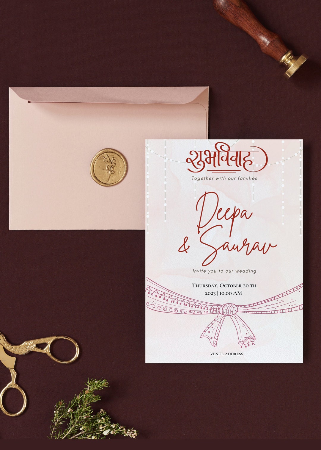 Nepali Reception Invite Minimal Modern Nepali South Asian Wedding ...