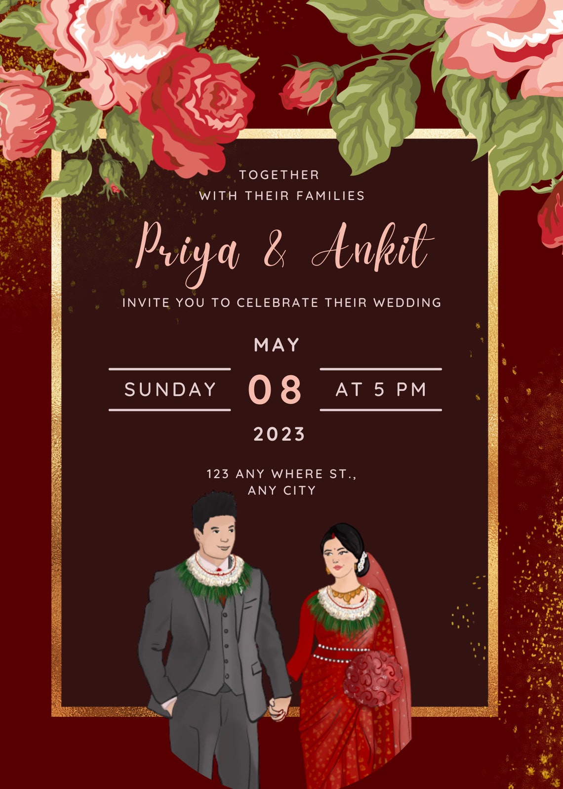 Nepali Wedding Invite | Digital Download | Customize - Etsy