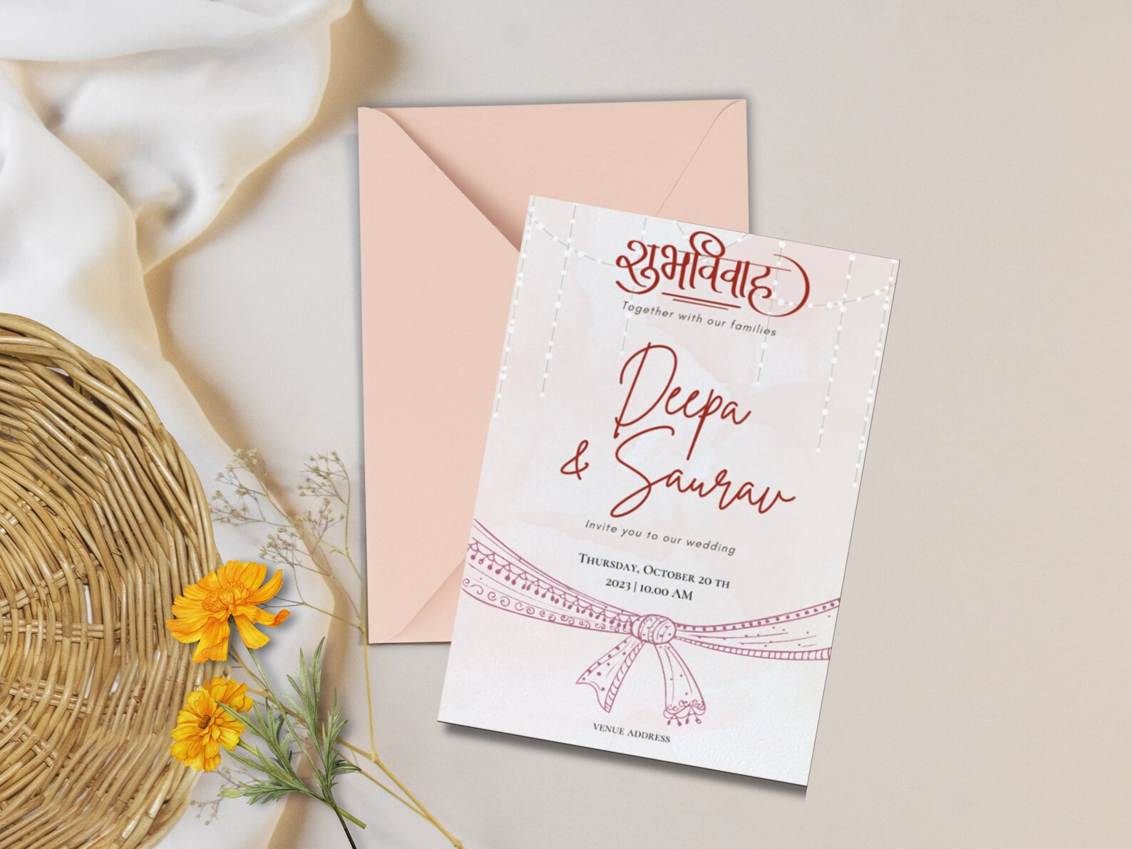 Nepali Reception Invite | Minimal Modern Nepali South Asian Wedding ...