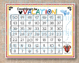Vacation Countdown Printable - Instant Download - 25 Days - 50 Days ...