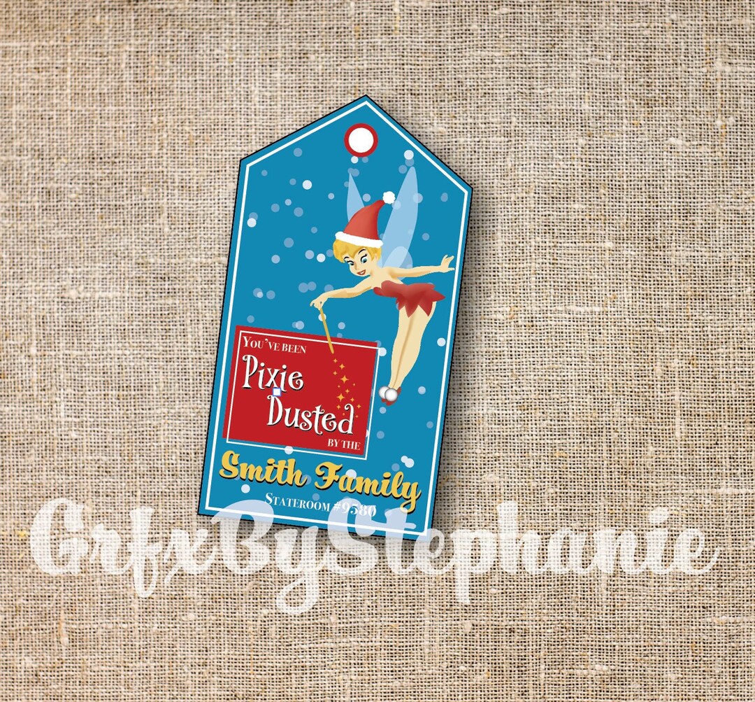 DCL Tinkerbell Pixie Dust Gift Tag - Christmas Fish Extender Gift Tag ...