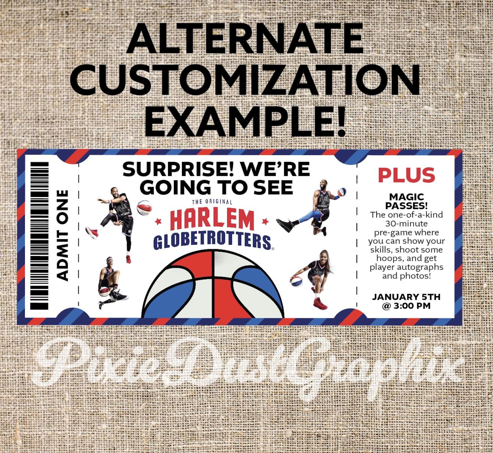 Harlem Globetrotters Printable Surprise Tickets, Customizable Sports ...
