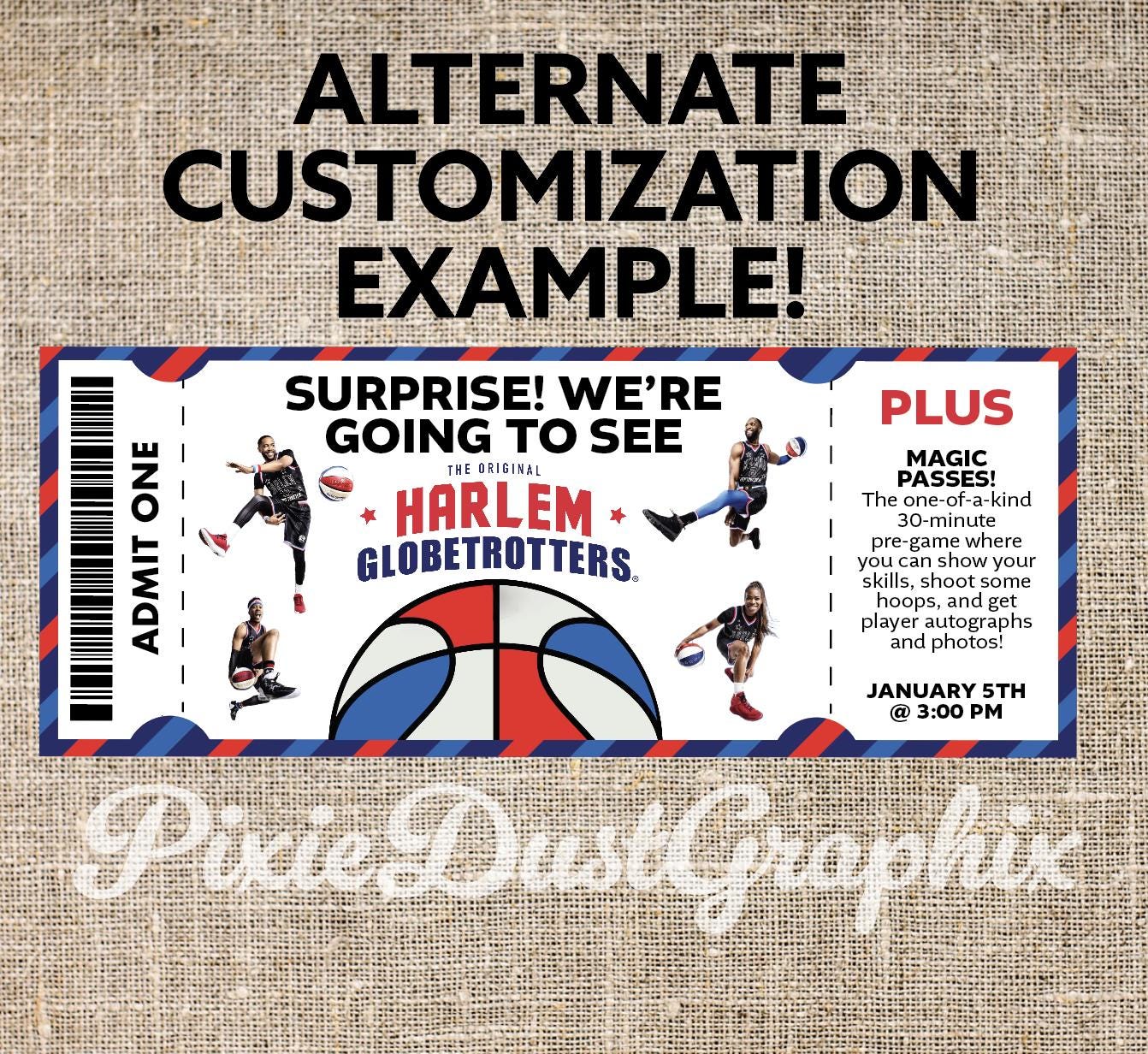 Harlem Globetrotters Printable Surprise Tickets, Customizable Sports ...