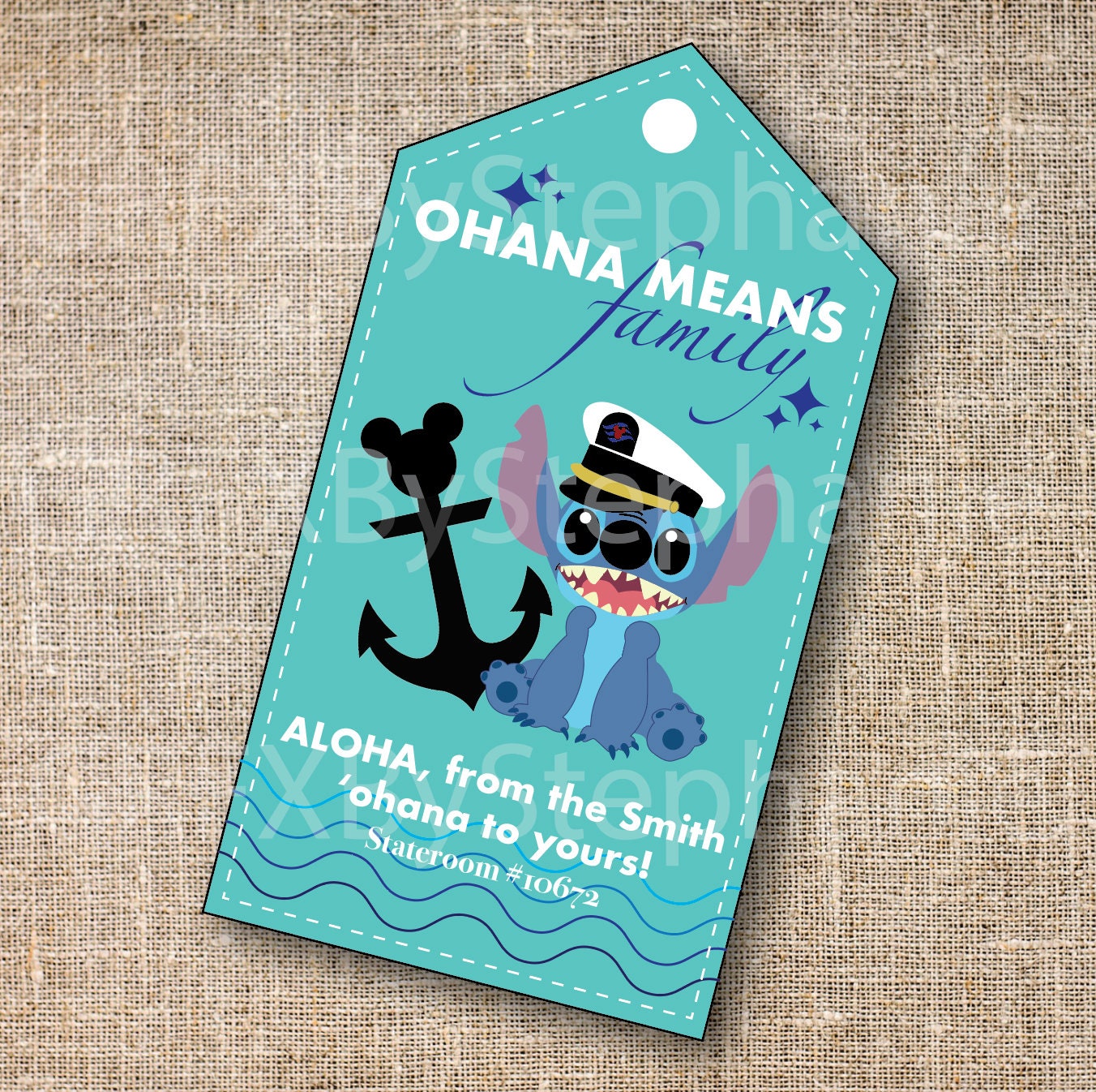 DCL Fish Extender Gift Tag: Captain Stitch, Mickey Anchor Printable ...