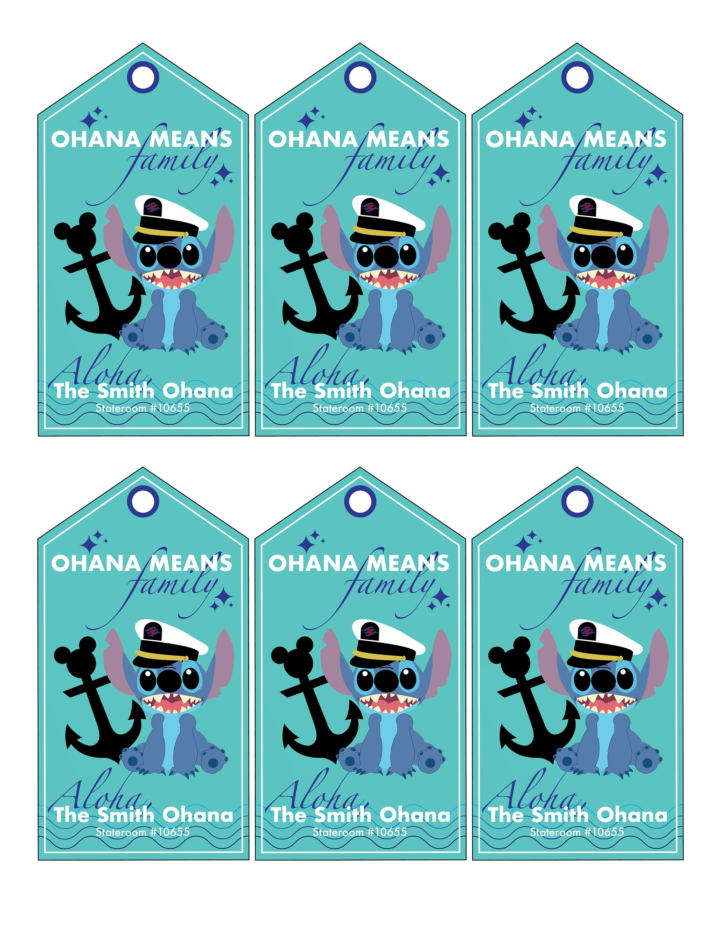DCL Fish Extender Gift Tag: Captain Stitch, Mickey Anchor Printable ...