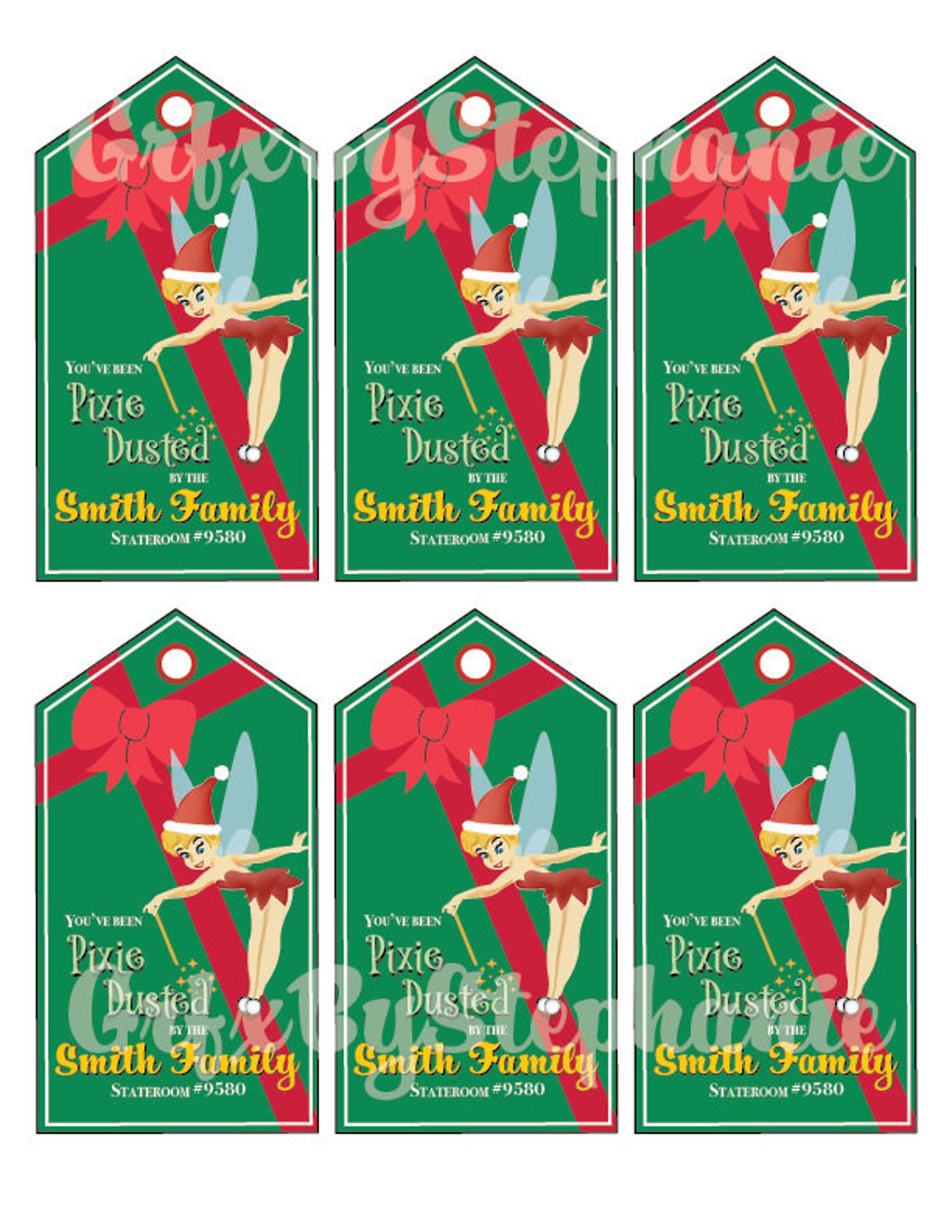 DCL Tinkerbell Pixie Dust Gift Tag - Christmas Fish Extender Gift Tag ...