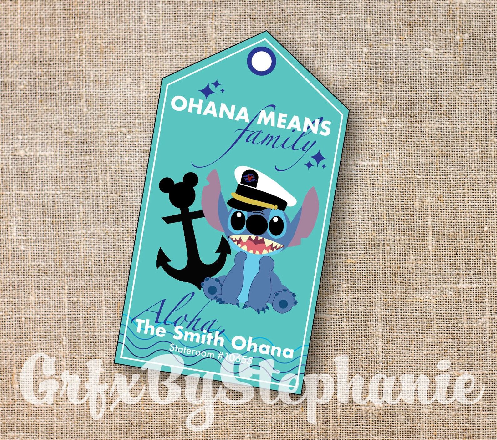 DCL Fish Extender Gift Tag: Captain Stitch, Mickey Anchor Printable ...