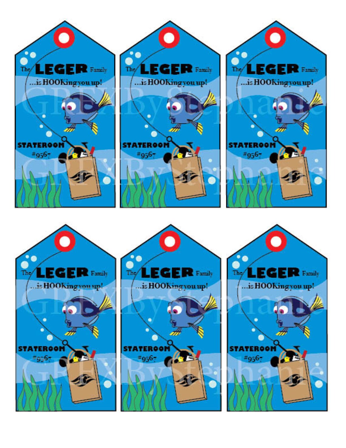 DCL Cruise Fish Extender Pixar Dory Finding Nemo Gift Tag, Personalized ...