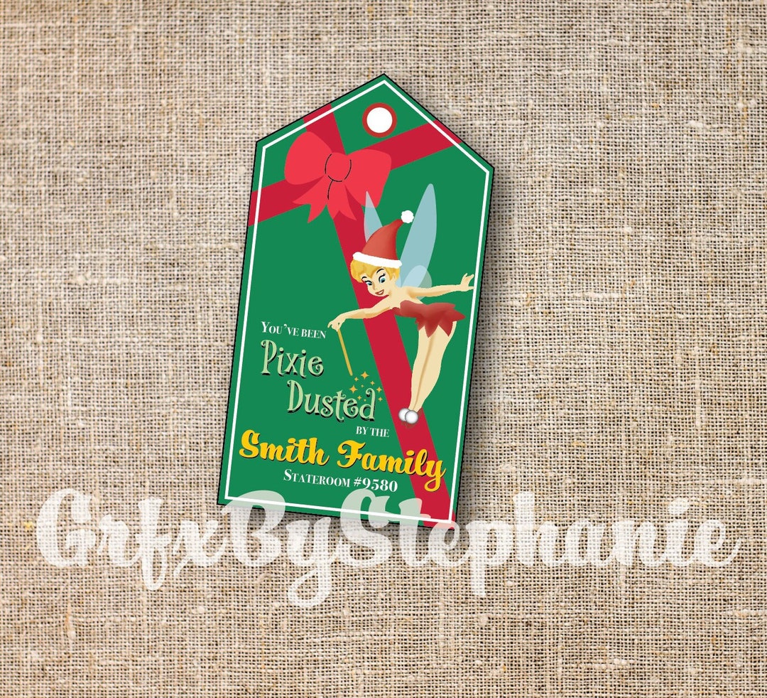 DCL Tinkerbell Pixie Dust Gift Tag - Christmas Fish Extender Gift Tag ...