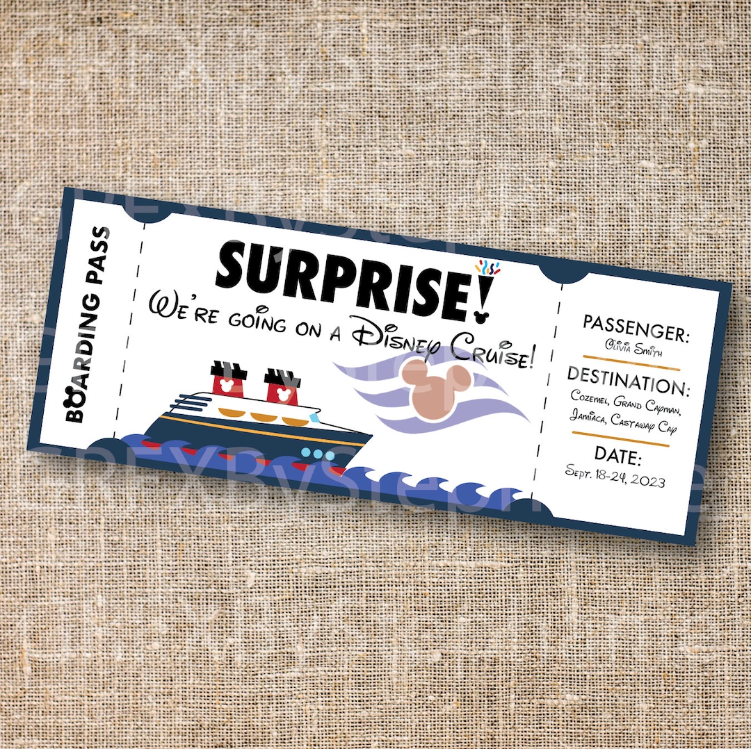DCL Surprise Mickey Cruise Ticket, Custom Printable Boarding Pass - Etsy