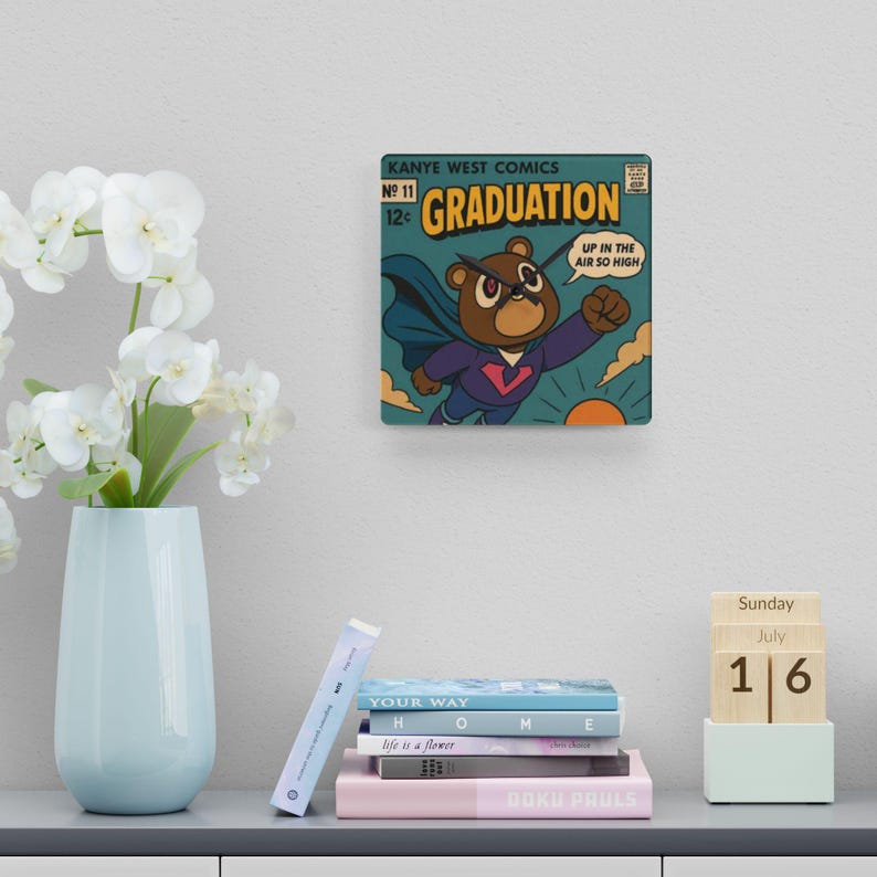 Graduation Kanye West Comic Album Cover Clock | Wall Clock Decor | Rap ...