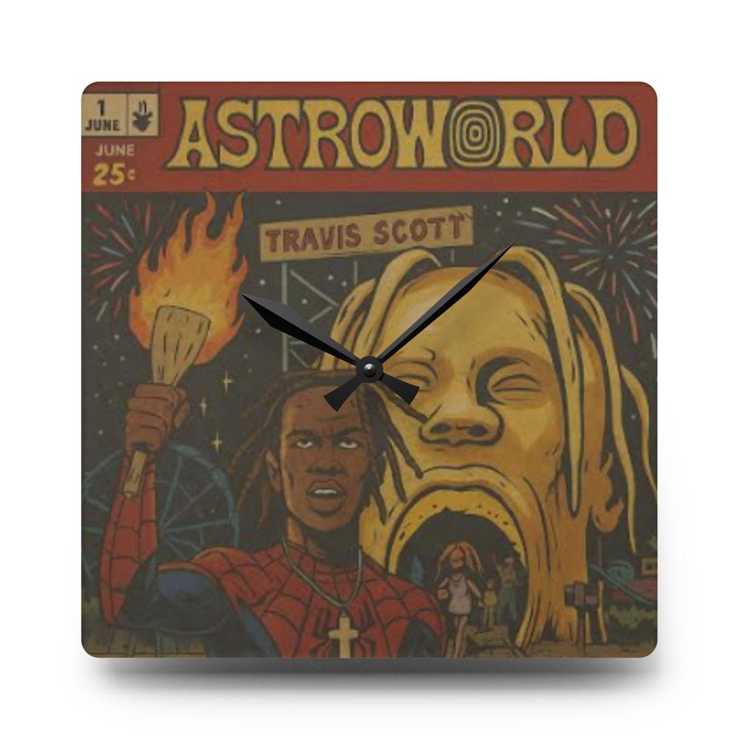 Astroworld Travis Scott Acrylic Rap Clock Comic Album Wall Art | Hip ...