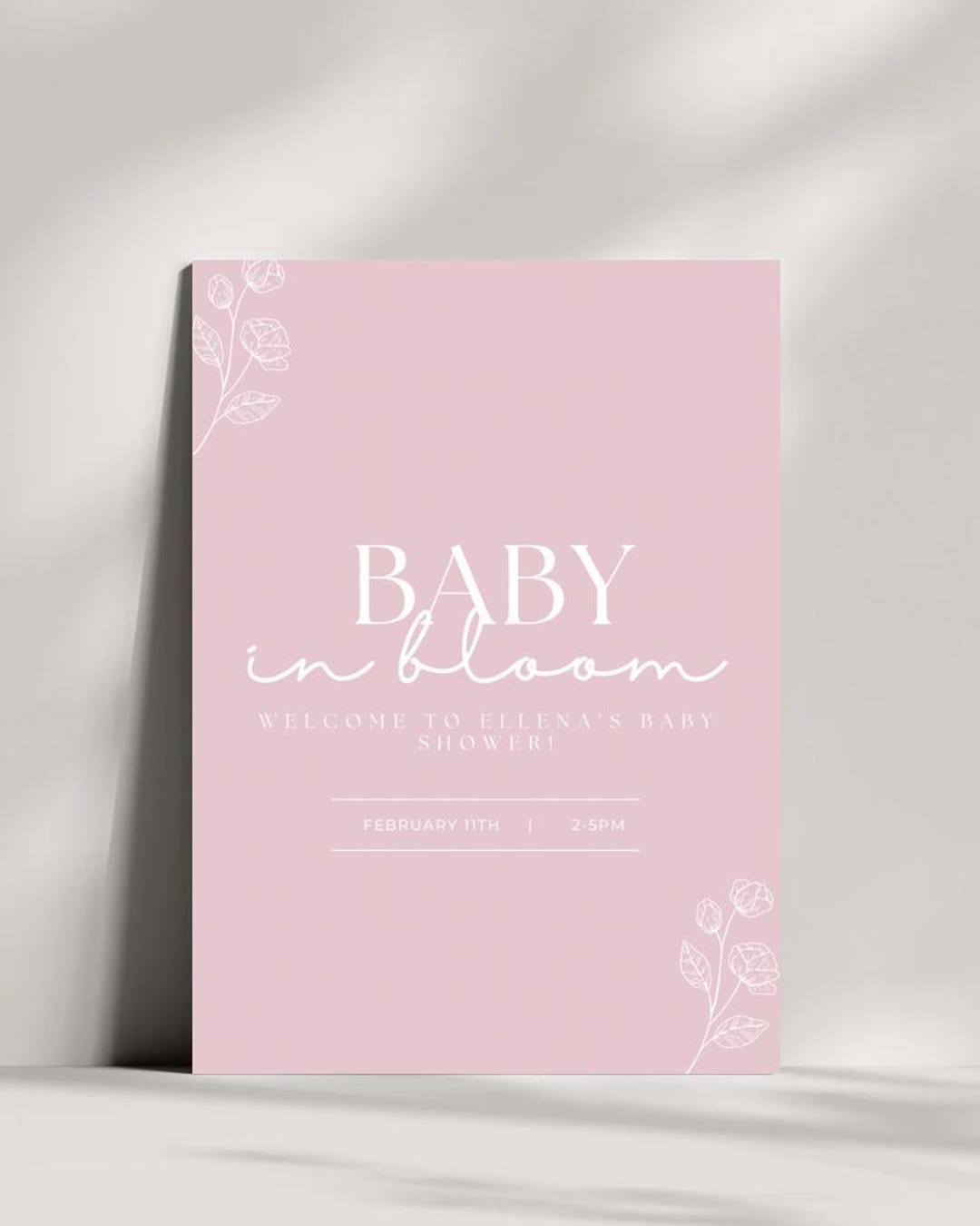 Baby Shower Welcome Sign | Baby in Bloom | Baby Girl | Pink | Editable ...