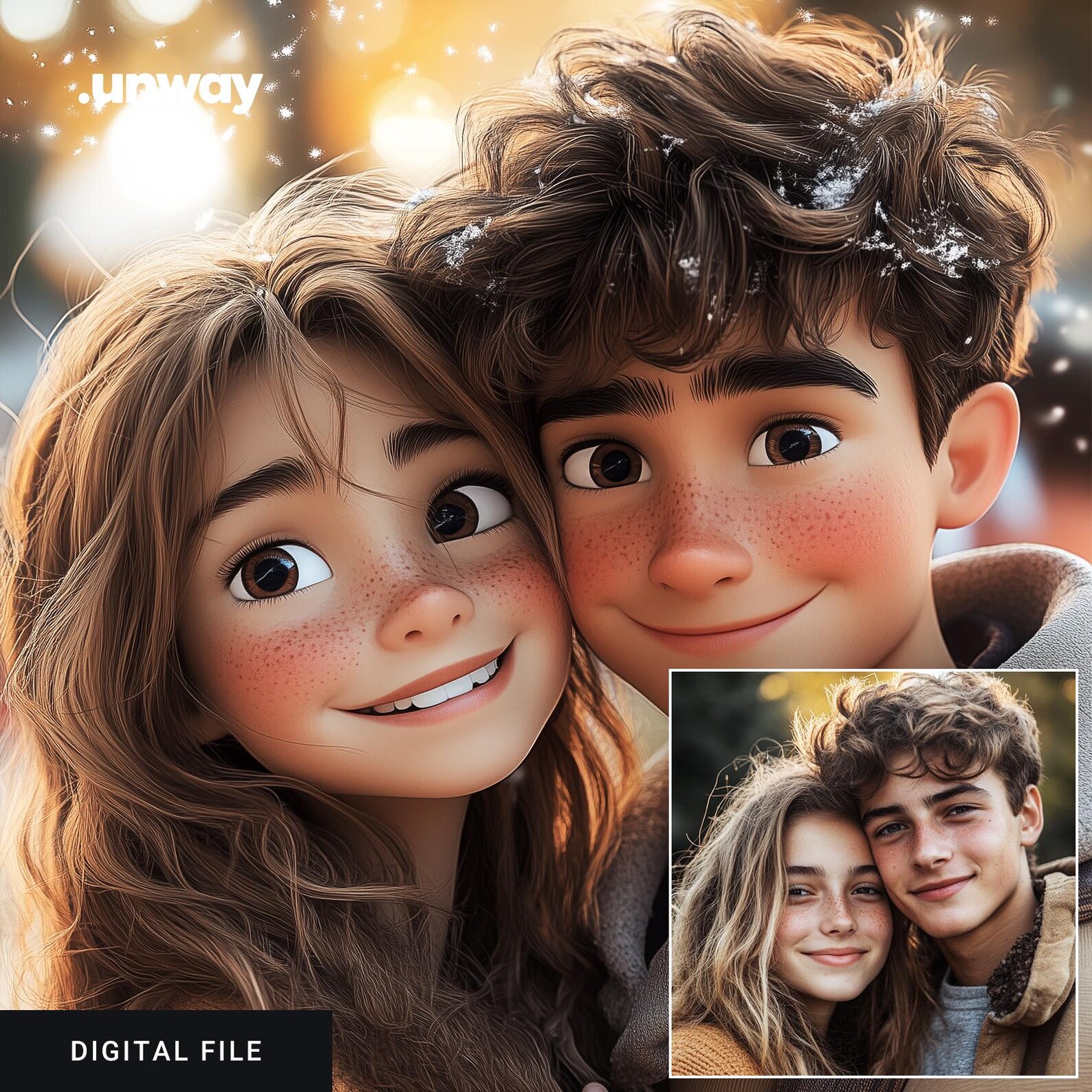 Pixar Portrait Style Cartoon Portrait, Personalized Gift, Custom ...