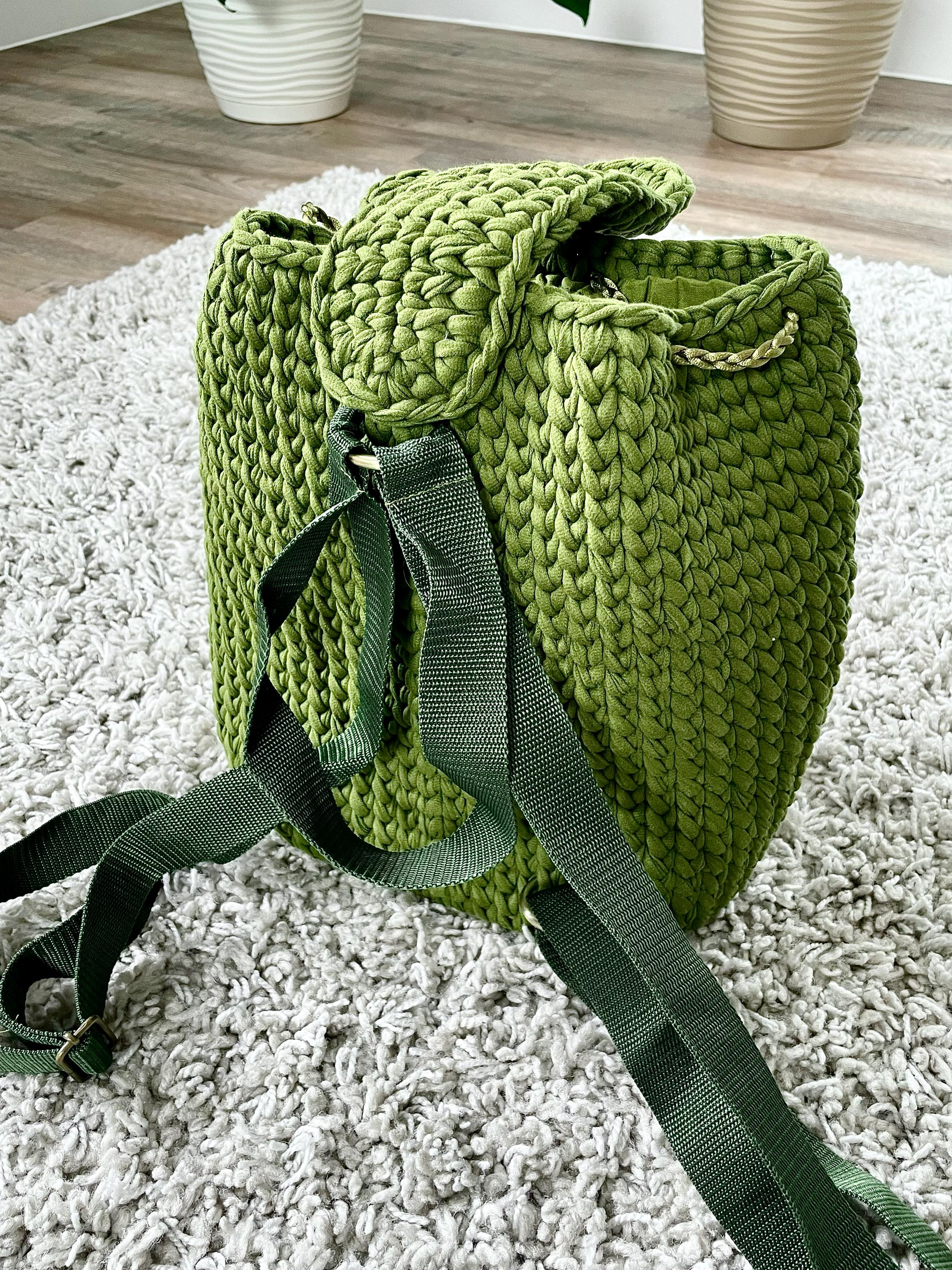 Handmade Crochet Green Backpack, Crochet Backpack, Backpack for Women ...